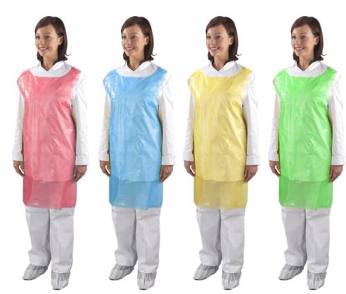 Disposable Polythene Aprons - Flat -R/B/Y/G/W - Spot-On Supplies